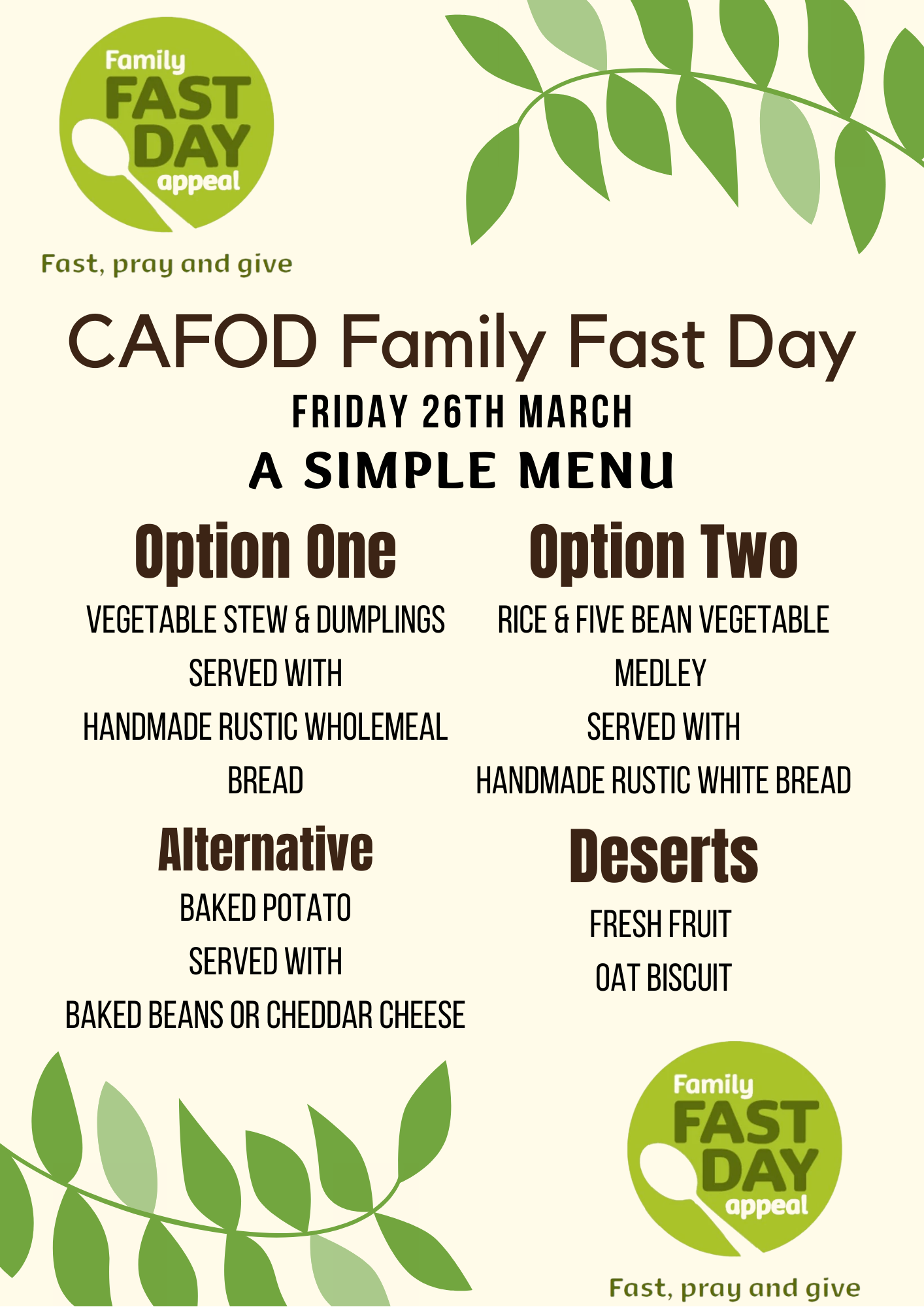 CAFOD Family Fast Day – Friday 26 March 2021