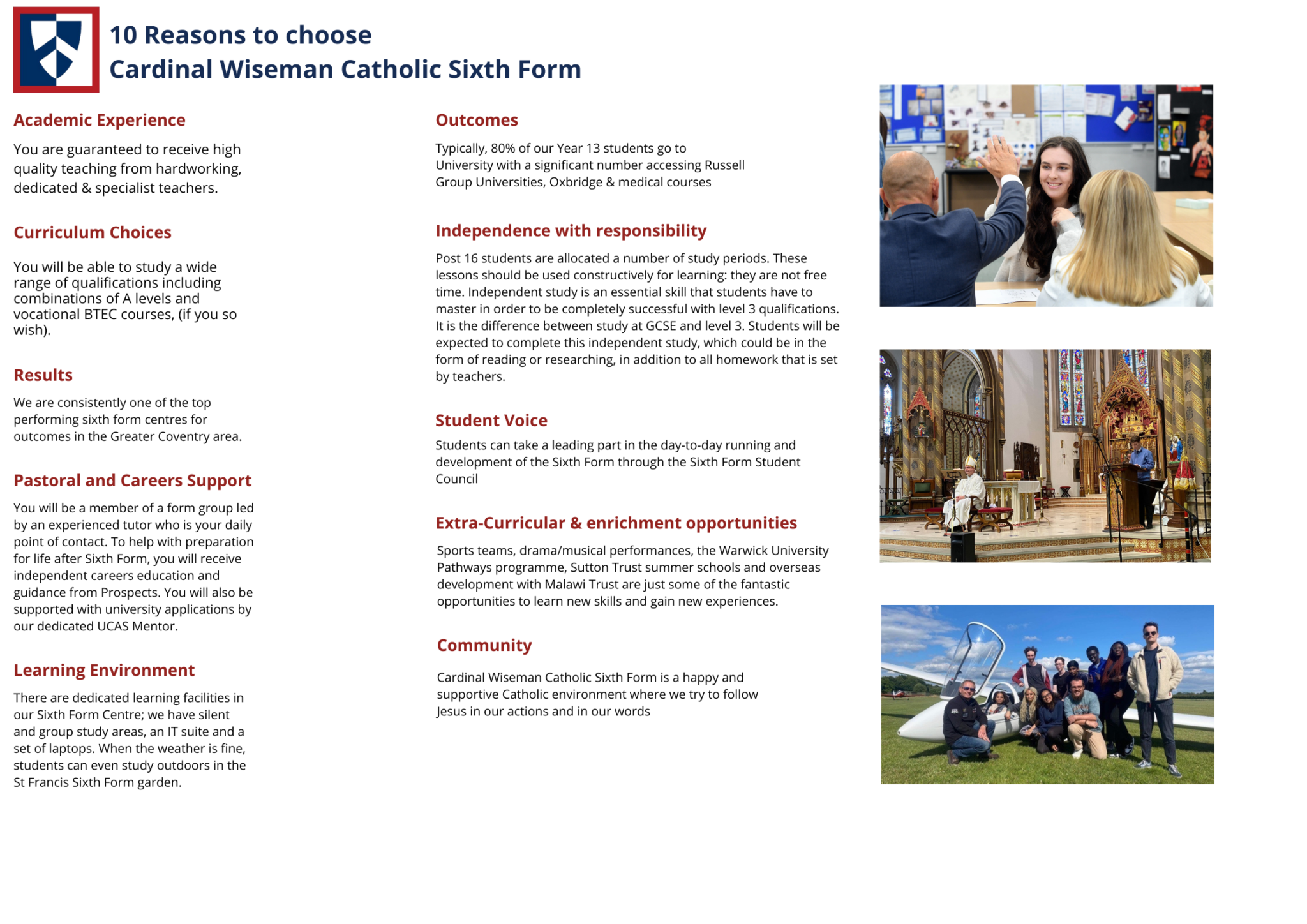 Why study at Cardinal Wiseman?